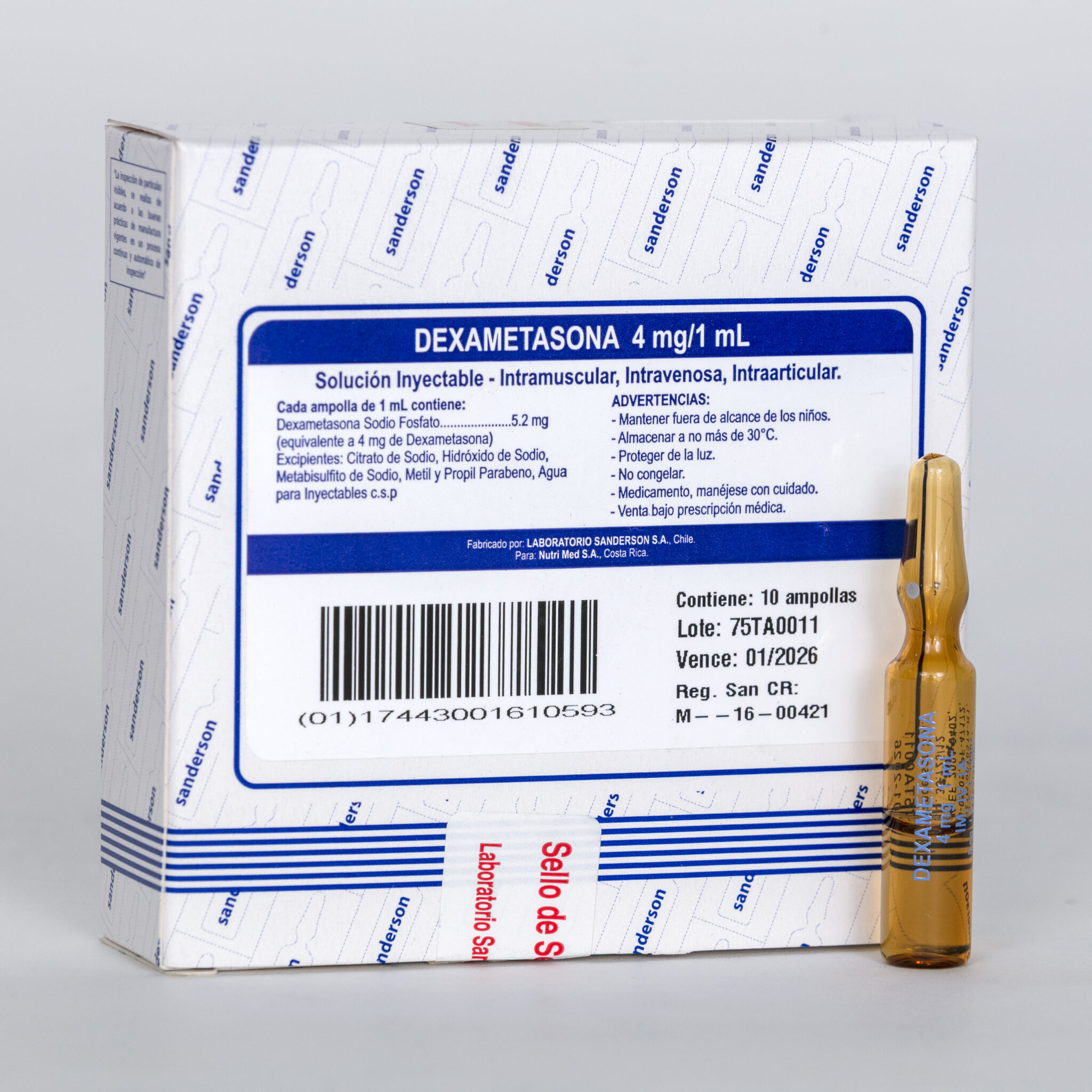 Dexametasona 4 mg/ mL. Sln iny amp x 1 ml caja x 100 - Inversiones Morro